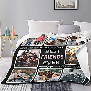 SHIYEL Gifts for Friend Customized Blanket with Photo, Make a Personalized Friends Blankets with Picture Custom Memories Souvenir Sublimation Throw Blanket for Best Friends Ever, 8 Collage Made in USA