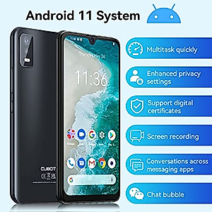 CUBOT Note 8 Smartphone Without Contract, 4G Android 11 Mobile Phone, 5.5 Inch HD Display, 13MP + 5MP Camera, 3100mAh Battery, 2GB/16GB, 128GB Expandable, Dual SIM Black