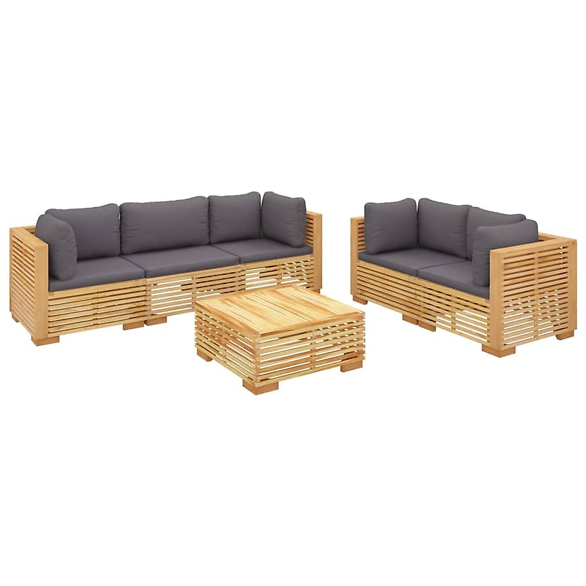 WEHUOSIF 6 Piece Patio Lounge Set with Cushions,Garden Lounge Set,Combination Sofa,Pool Sofa Set,Conversation Sofa,Party Furniture,for Homes,Offices,Living Room,Cafes,Solid Wood Teak