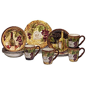 Certified International Gilded Wine 16 pc. Dinnerware Set, Service for 4, Multicolored