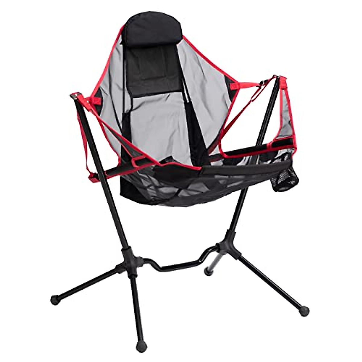 ALIMORDEN Oversize Outdoor Folding Chair Camping Chair Equipment Lounge Chair，Portable， Ultralight Aluminum Rocking Chair, Comfortable Backrest Outdoor Hammock Lounger with Cup Bag， Red
