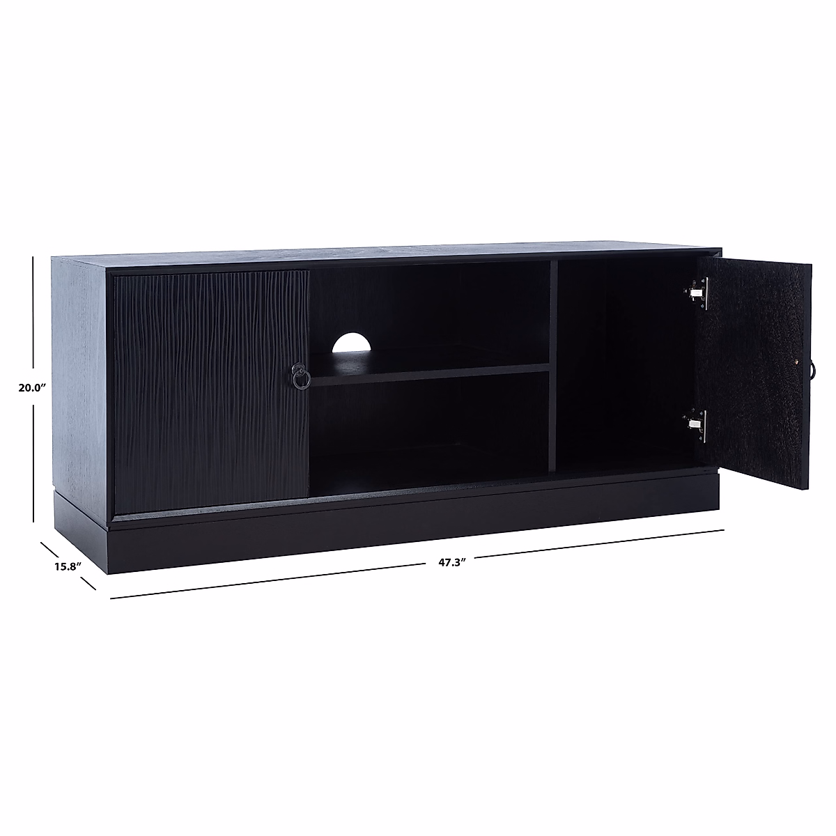 SAFAVIEH Home Collection Aliyah Black 2-Door 1-Shelf Entertainment Media Stand up to 55" Flatscreen TV