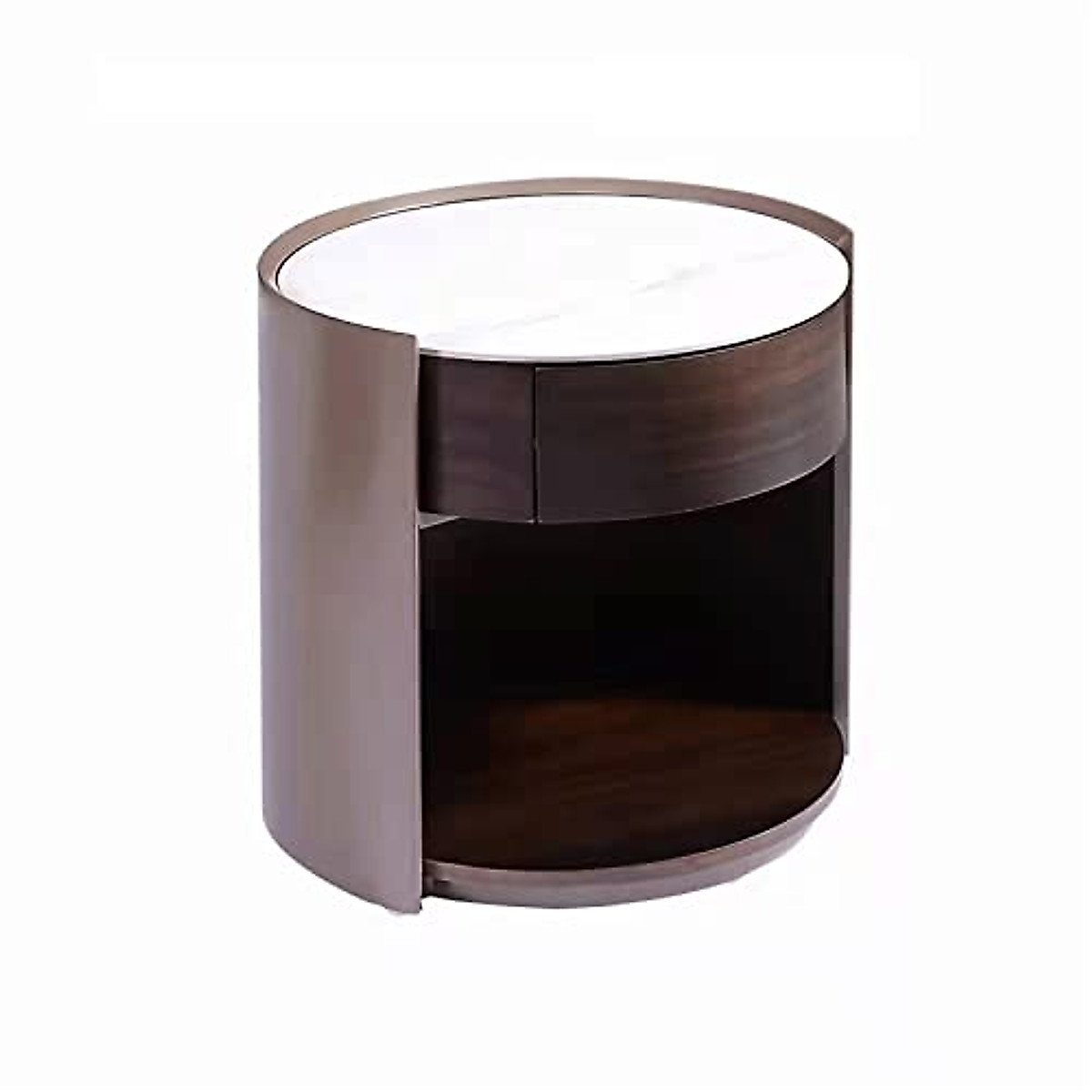 HIGOH Bedside Table Round White Wooden one Drawers Bedside Cupboard Cabinet Bed Cabinet