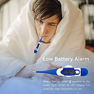 Berrcom Digital Thermometer for Adults, Oral and Underarm Thermometer for Baby and Kids Medical Thermometer with Fever Alarm Rectal Thermometer with Soft Tips