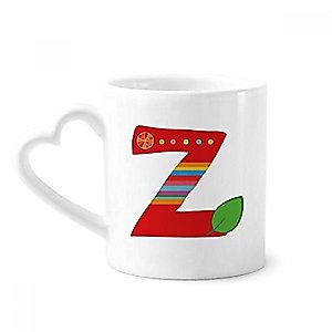 Z Alphabet Orange Fruit Cute Pattern Mug Coffee Ceramic Drinkware Glass Heart Cup