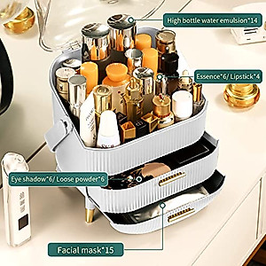 CANITORON Makeup Storage Organizer,Cosmetics Display Case with Brush,Lipstick Organizer and Transparent Cover,SkinCare Organizers for Bathroom Countertop,Bedroom Vanity Desk and Travel -T3 White.