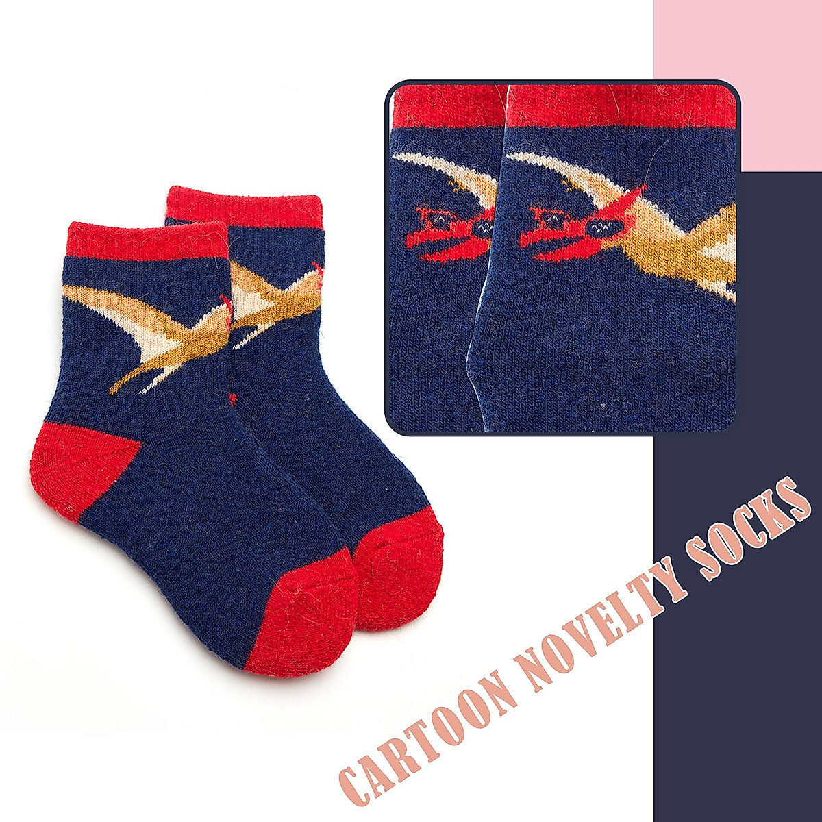 Boys Winter Wool Socks Kids Thick Warm Socks Thermal Crew Socks for Boys 6 Pairs 6-8 Years