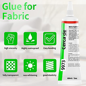 Cerca de Fabric Glue，Liquid Stitch Fabric Adhesive，Mighty mend it Fabric Glue, Strong, Waterproof Glue for Fabric Repair and Permanent Bonding, 2 oz.