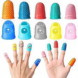 20 Pieces Rubber Finger Tips Guard 5 Sizes Non-Slip Finger Pads Grips Assorted Colors Finger Protector Covers for Sorting Task, Paperwork, Cutting, Wax Carving (XS/S/M/L/XL)