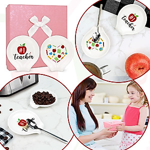 Teacher Gifts Spoon Rest Set of 2 Christmas Gifts Ceramic Spoon Holder for Women Coffee Bar Kitchen Counter Teacher Birthday Teacher Appreciation Week Housewarming Thanksgiving Present