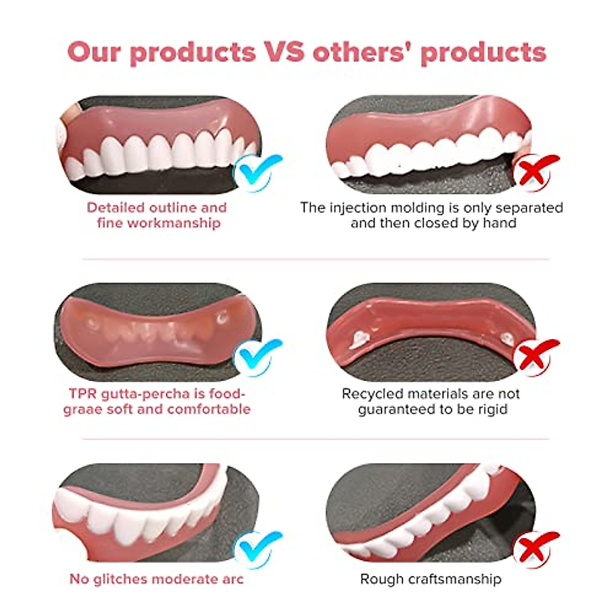 2 PCS Veneers Dentures Socket for Women and Men, Dental Veneers for Temporary Tooth Repair Upper and Lower Jaw, Protect Your Teeth and Regain Confident Smile, Bright White-2