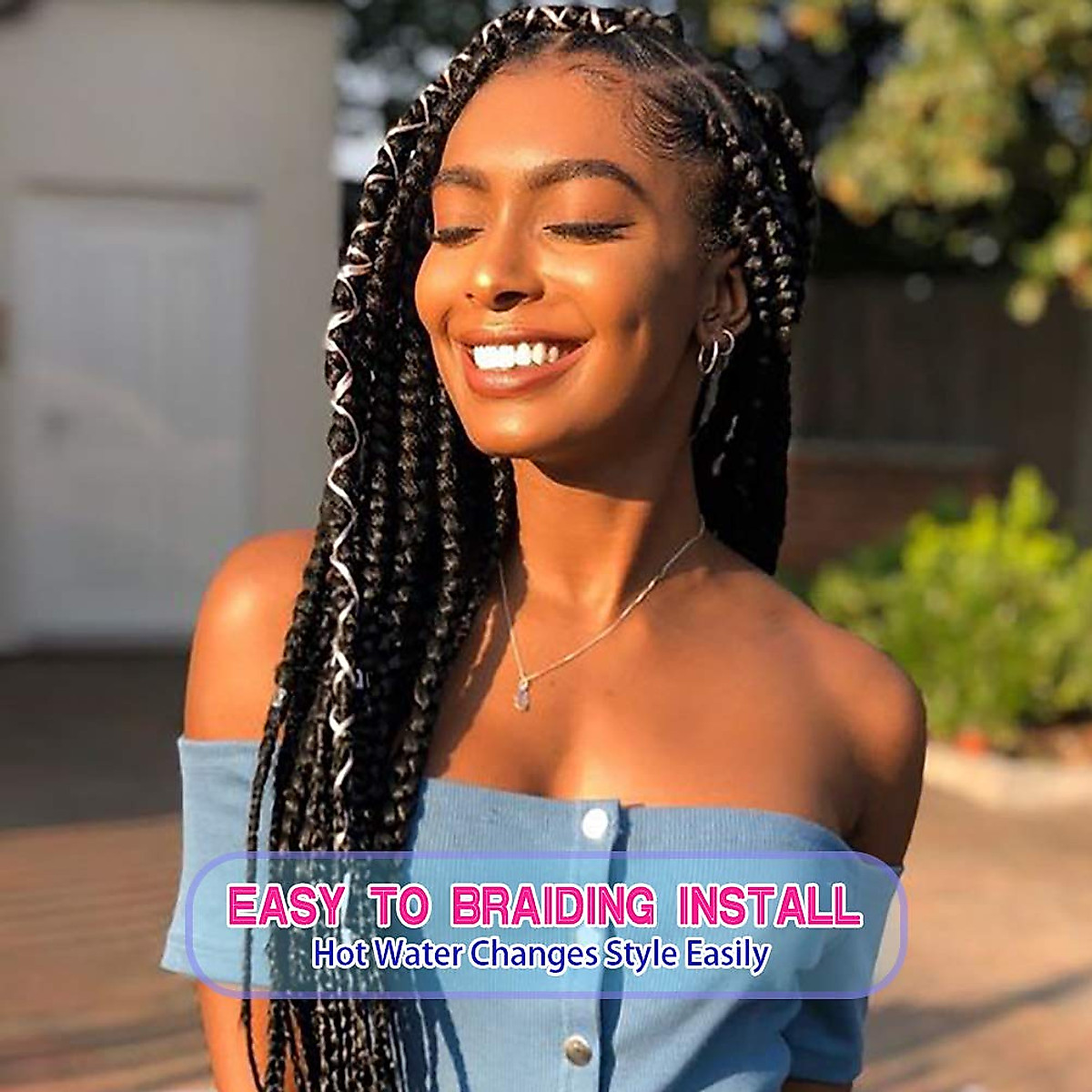 8 Pack Braiding Hair Pre Stretched - 26" 100G/Pack Premium Pre Stretched Braiding Hair Extensions, Professional Itch Free Hot Water Setting Perm Yaki Texture Prestretched Braiding Hair(1B)