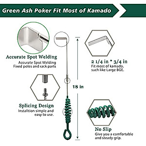 KAMaster Big Green Egg Ash Tool Set Accessories,Ash Pan+Ash Rake+Grill Grate Lifter Big Green Egg Parts,Kamado Grill Cleaning Tools for Big Green Egg,Kamado Grill Joe,Primo and Other Charcoal Grill