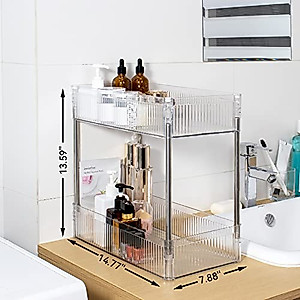 Bathroom Countertop Organizer Clear 2-Tier, Makeup Shelf Organizer for Makeup Perfume, Bathroom Storage Organizer Counter for Vanity Kitchen