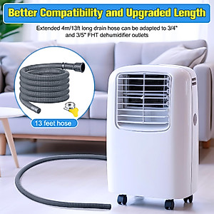 Saillong Patent Pending Dehumidifier Drain Hose, Flexible Universal Drain Hose with Cuttable Rubber Adapter and Connect Clamp, Hose Replacement for Dehumidifiers, Air Conditioners(13 Feet)