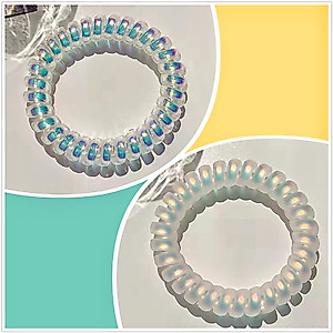 Emrlyr Spiral Hair Ties No Damage,large elastic hair ties ponytail holders Elastic Leopard Phone Cord Waterproof for Women Girls-12PCS