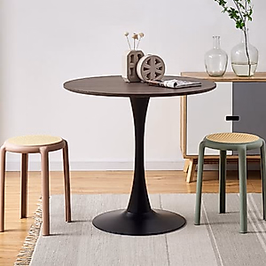 Modern Round Dining Table with Faux Marble Top for Kitchen Bar Patio Drop Leaf Table with Metal Base for Dining Room
