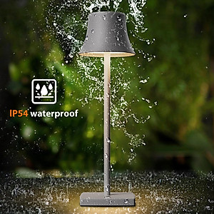 YIBEN Cordless Table Lamp, Rechargeable Battery 5000mAh Metal Aluminum Housing USB LED Portable Powered Desk Lamp, 2 Levels Brightness Night Light for Restaurants Bedroom Outdoor (Black-1)