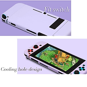 Switch Purple Case, Protective Cover Case for Switch with Tempered Glass Screen Protector and Thumb Grip Caps, Switch Purple Accessories