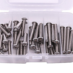 90 PCS Button Head Socket Head Cap Screws Bolts Assortment Kit, 1/4-20 UNC x 1/2",3/4",1",1-1/4", 1-1/2", 18-8 Stainless Steel 304, Allen Hex Drive