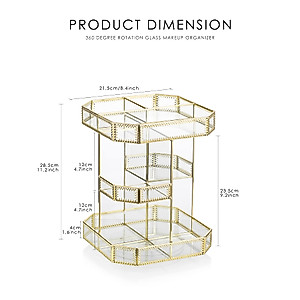 Senjie Makeup Organizer 360 Degree Rotating Countertop Cosmetics Storage Display for Lipsticks Perfumes Skincare Large Capacity,Gold