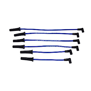 A-Team Performance - 8.0 mm Silicone Spark Plug Wires with Black 90-Degree Boot for HEI Distributor - Compatible with Ford Truck 6 Cylinder 250 300 4.9L Blue
