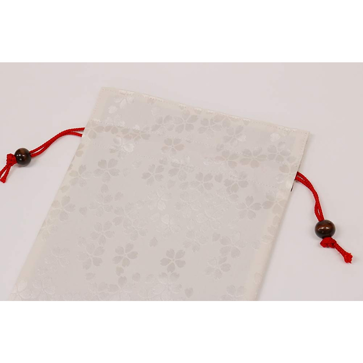 Eyashi Craft Made in Japan Goshi Stamp Book Holder Drawstring Bag 7.5 x 10.6 inches (19 x 27 cm), Cherry Blossom White