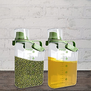 Saim Cereal Storage Containers, 2.8L Rice Dispenser with Measuring Cup, Dry Food Container Airtight Rice Holder for Flour, Sugar, Grain, Rice & Baking Supply(Green)