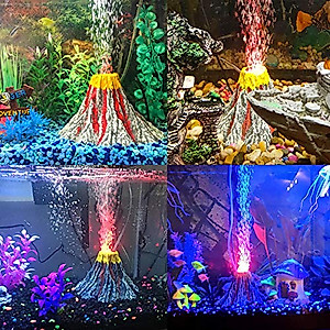 Uniclife Aquarium Volcano Ornament Kit with Air Stone Bubbler Fish Tank Decorations