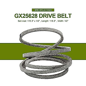Honoyam GX25628 Lawn Mower Deck Drive Belt 1/2" x 118.3" Replacement for John D-eere Z335E Z335M Z345M Z345R with 42" Deck Husqvarna 574173003 MTD Cub Cadet 754-04033 754-04033A 954-04033 954-04033A