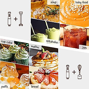 Immersion Blender LINKChef Hand Blender 5 in 1 Powerful 20 Speed Emulsion Blender with 800ml Beaker, Egg Whisk,500ml Food Grinder, Ice crush Blade,for Puree Infant Food, Smoothies, Sauces and Soups