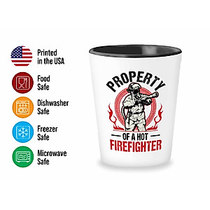 Bubble Hugs Firefighter Shot Glass 1.5oz - Property Of A Hot - Emergency Unit Firefighting Fire Academy Inspectors Profession Firetruck Sirens