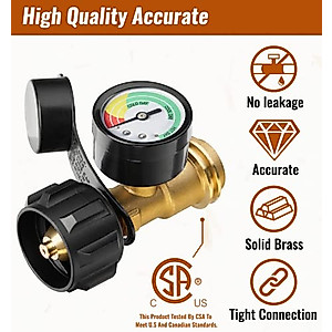 CALPOSE Propane Tank Gauge, 3 Colors Coded Universal for Cylinder, Grill, Heater, RV Camper and More, 5-40 Pound LP Tank Gas Level Indicator, QCC1 / Type 1 Connection