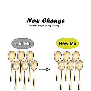 Stainless Steel Serving Spoon x 3, Slotted Serving Spoon x 3, 9.14 Inches Large Serving Utensils Set of 6 for Catering, Dishwasher Safe (Gold)