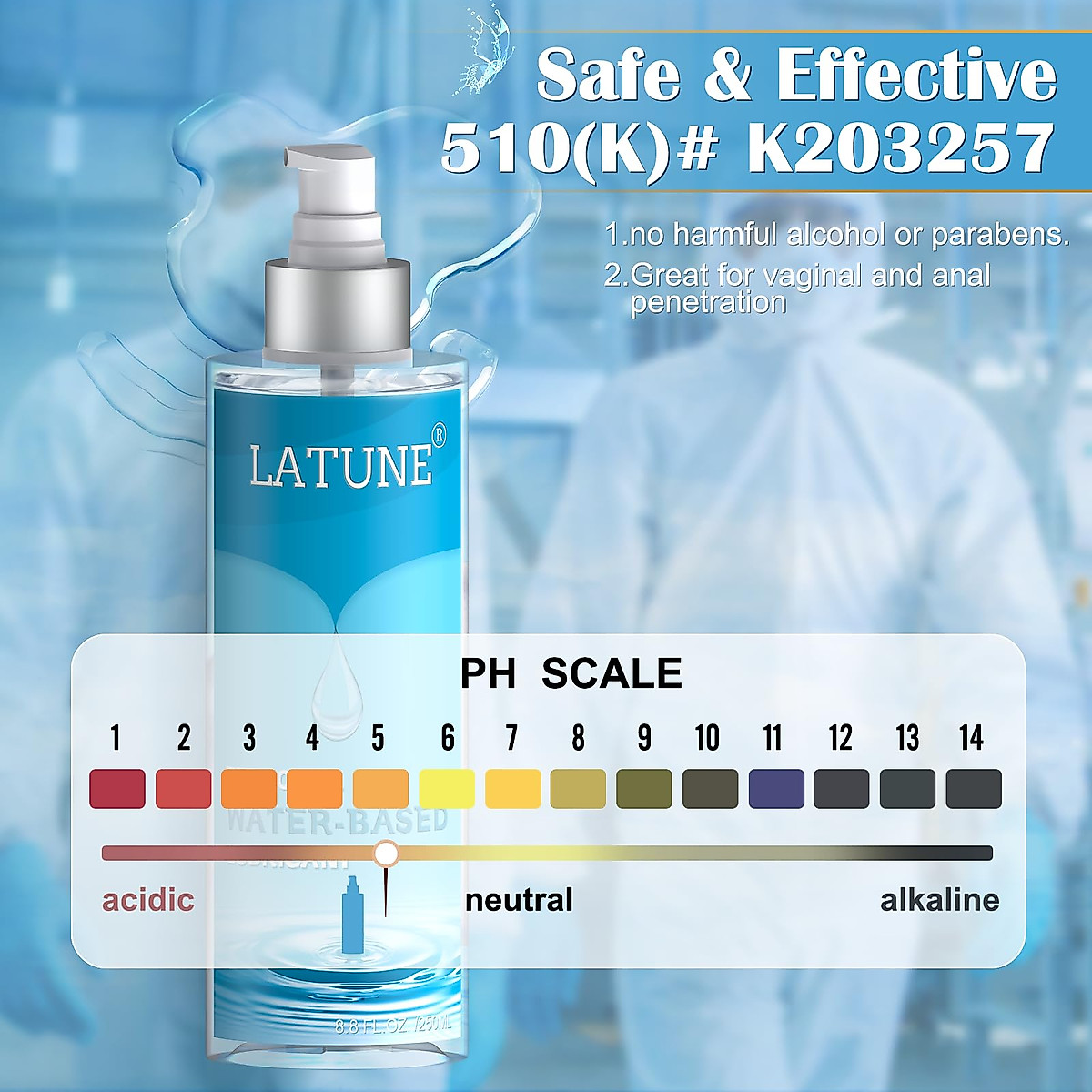 8.5 oz Water Based Lube - Mild Personal Lubricant, Condom Compatible Lube, Water Based Lube Personal Lubricant for Men, Women, and Couples