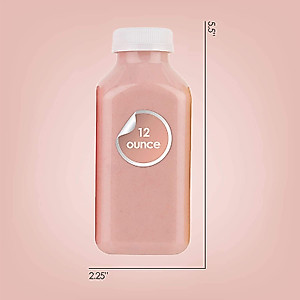 Disposable Juice Container with Caps, 12 Oz Reusable, Clear & Empty Smoothie Bottle For Grab & Go Drink & Juicing Journey, 12 Pack BPA-Free Plastic Water Bottles, Handy, Leak-Proof Beverage Containers