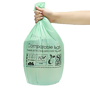 C Crystal Lemon 50 Count Biodegradable Kitchen Food Waste Bags - BPI Certified 6 Gallon Scraps Bags - Heavy Duty Compostable Waste Bags for Kitchen - Unscented Trash Bags 6 Gallon for Yard, Food