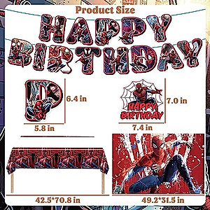 Spider Birthday Party Supplies for Kids, Spider Birthday Party Decorations Include Backdrop, Birthday Banner, Foil Balloons, Cupcake Toppers, Tablecloth for Spider Theme Party