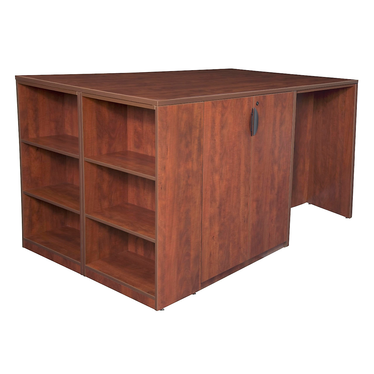 Regency Legacy Stand Set with Three Storage Cabinets, one Desk and Bookcase Ends, 85" x 46", Cherry