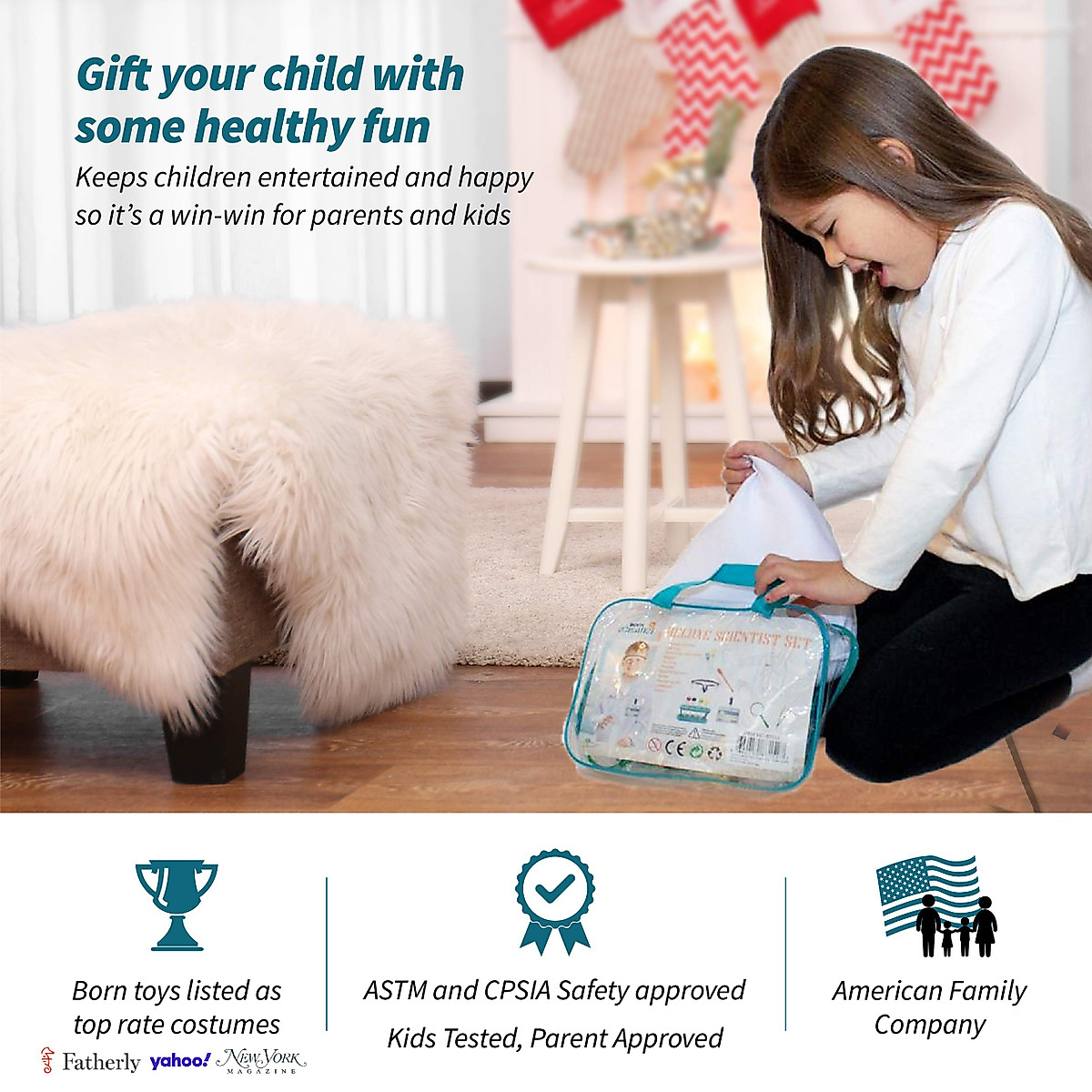 Born Toys Science Kits for Kids w/Kids Lab Coat for Ages 5-8, Includes Science Experiments for Kids, Science Toys, Kids Science Goggles, Kids Science Kits, Dress Up & Pretend Play or Kids Costume