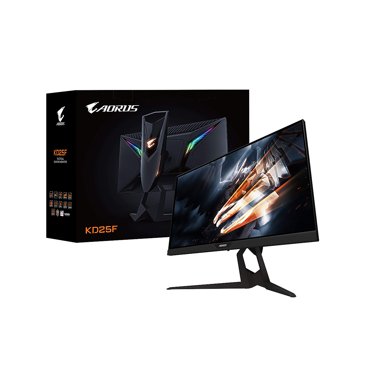 GIGABYTE AORUS KD25F 25" Frameless Esports Grade Gaming Monitor, FHD 1080p, 100% sRGB Color Accurate TN/WLED Panel, .5 ms 240 Hz, G-SYNC Compatible and FreeSync, Height/Tilt/Swivel Adjustable, VESA