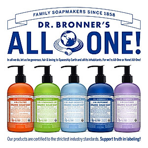 Dr. Bronner's - Organic Sugar Soap (12 oz Variety Pack) Lavender, Peppermint, Tea Tree, & Lemongrass - Made with Organic Oils, Sugar & Shikakai Powder, 4-in-1 Use: Hands, Body, Face & Hair | 4 Count