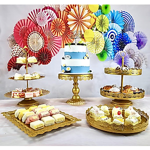 5 Pcs Cake Stands Set Gold Metal Cupcake Holder Dessert Display Plate Serving Platter Decoration for Baby Shower Wedding Birthday Party