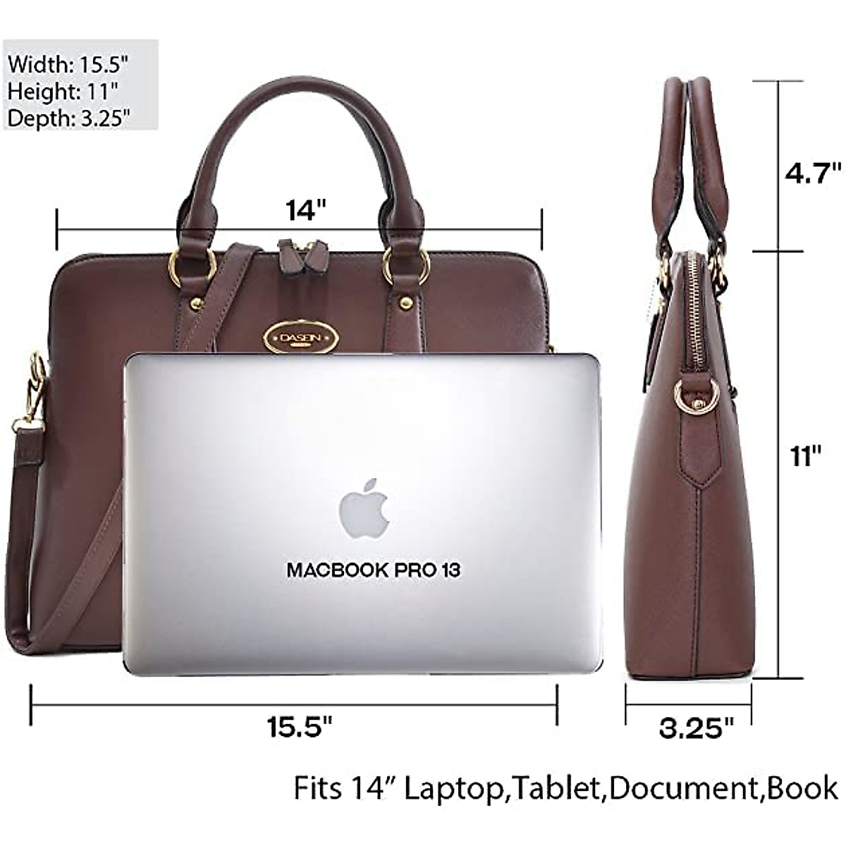 Dasein Women Vintage Plain Fashion Handbag Slim Shoulder Bag Tote Satchel Purse Handbags for Women Work Bag (Pewter)