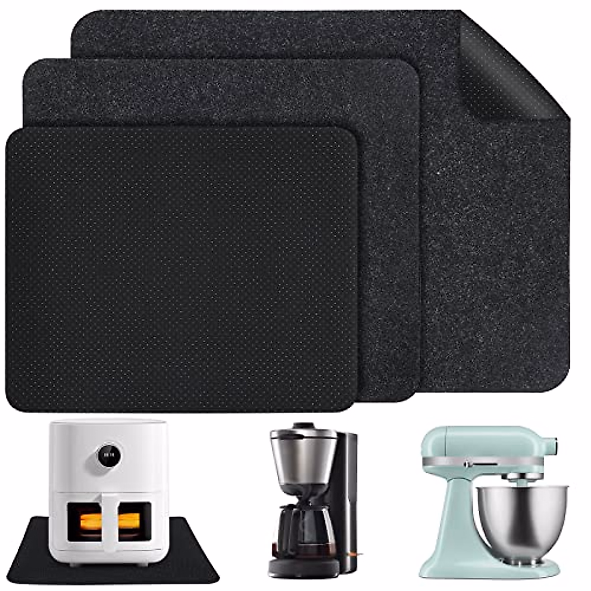 BYKITCHEN Heat Resistant Mat , 3 Different Size, Small Kitchen Appliances Slider Mat for Air Fryer, Coffee Maker, Stand Mixer and More, with Appliance Sliders Function