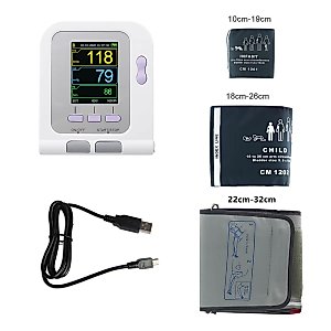 CONTEC-08A Blood Pressure Monitor-Automatic Digital BP Machine with 3 Sizes Cuff for Home Use,Large LCD Display,for 3 User 3x100 Memory