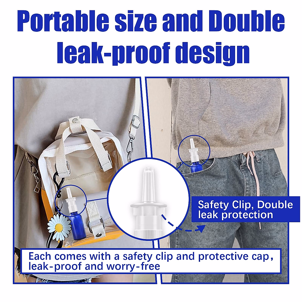 Cupohus Nasal Spray Bottle, 3 Pcs 30ML/1oz Cobalt Blue Glass Refillable Fine Mist Sprayers Atomizers, Travel Sized, Empty Nasal Sprayer with Funnels and Labels