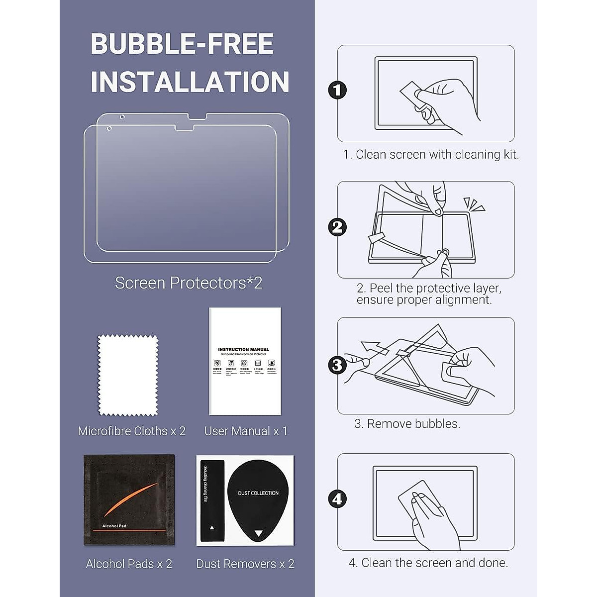 MoKo Screen Protector Fits Amazon Fire HD 8 & 8 Plus Tablet (12th Generation/10th Generation, 2024/2022/2020 Release) 8", Anti-Scratch 9H Hardness HD Clear Tempered Glass Screen Film - Clear