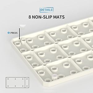 DANCELF Kitchen Cupboard Organization Drawer Organizer, Pegboard Tray for Dish Rack, Kitchen Organizer Plate Holder for Cabinets, Scalable Adjustment, 2Pcs, White