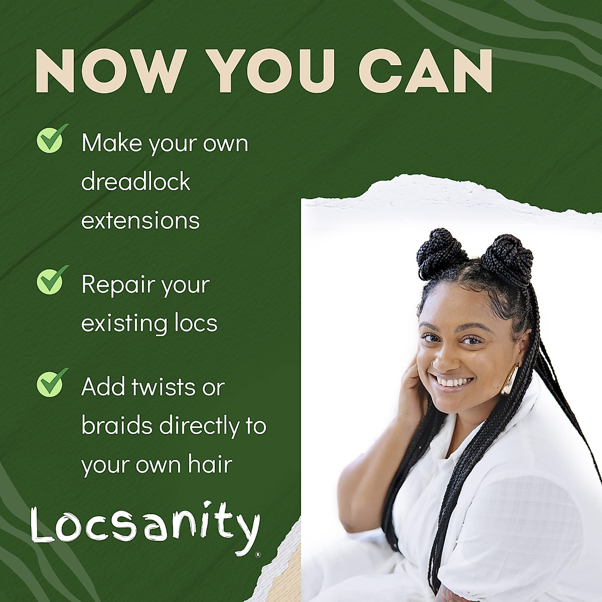 Locsanity Afro Kinky 100% Bulk Natural Human Hair - Braiding Hair for Dreadlocks, Loc Repair, Dreadlock Extensions, Twists, Braids - 8 Inches Long, 1 Oz - Natural Undyed